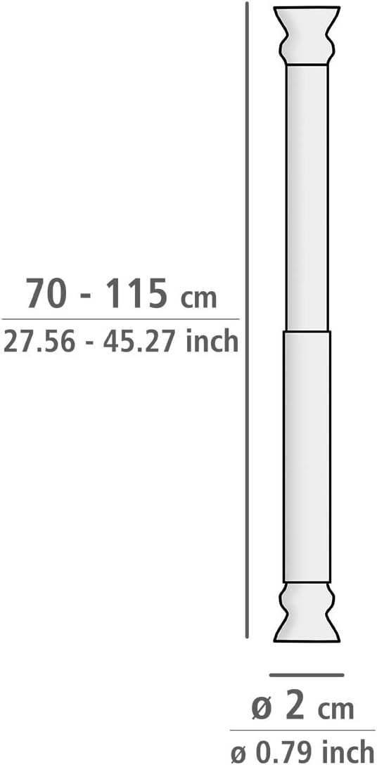 TELESCOPIC SLIDE BAR 20MM CHROME 70-115 – Home & Beyond